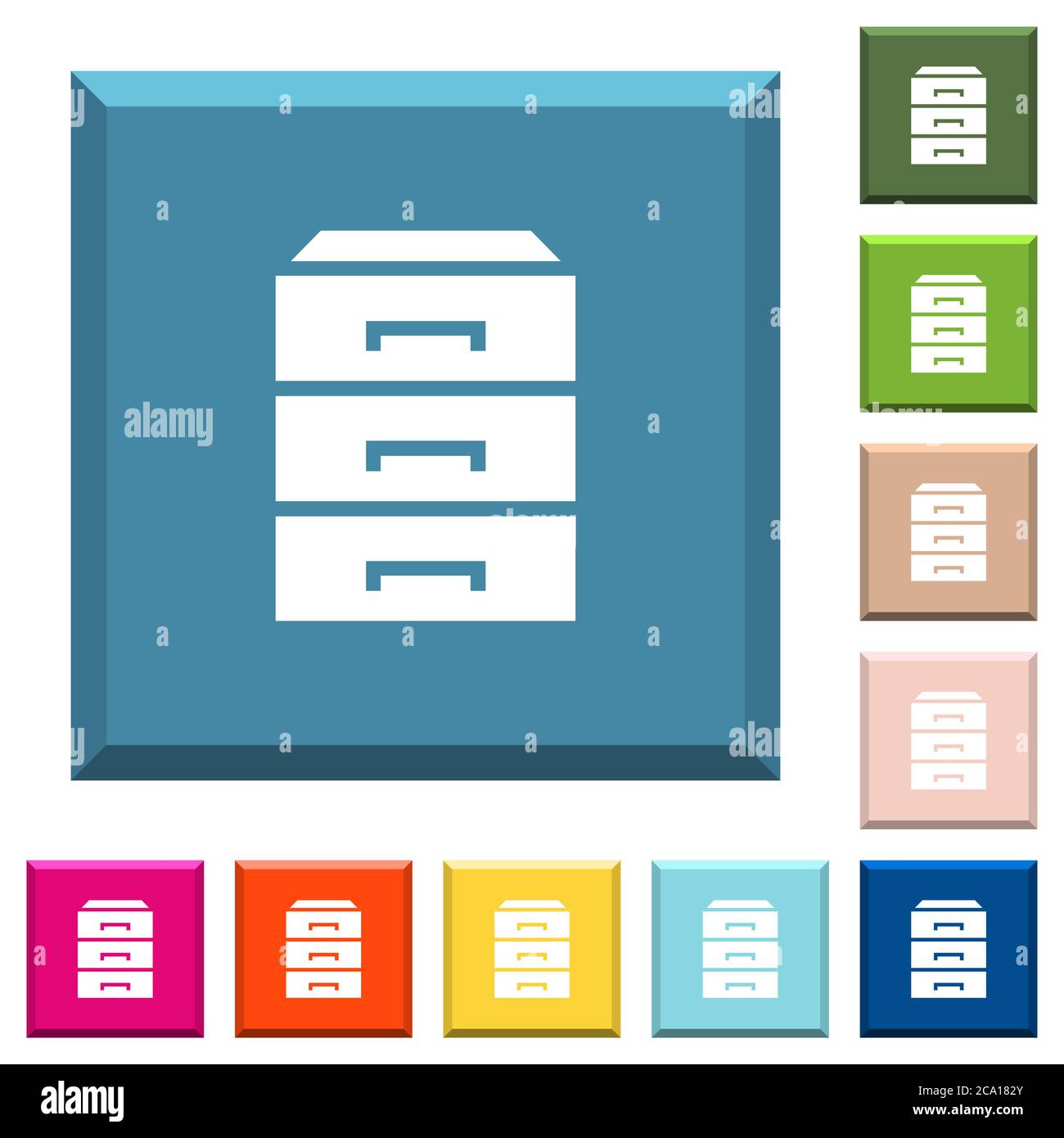 Categorize white icons on edged square buttons in various trendy colors ...