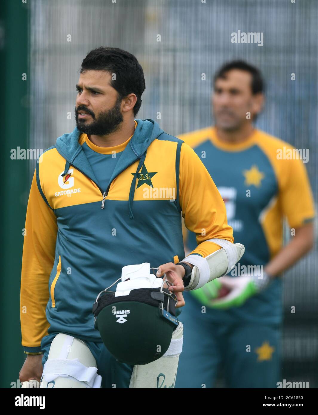 Azhar Ali of Pakistan looks on during a nets session at Old Trafford ...