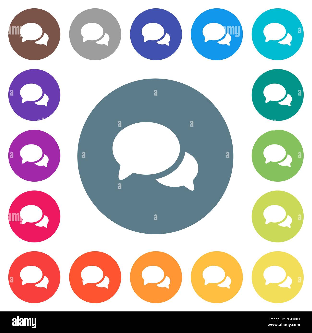 Discussion flat white icons on round color backgrounds. 17 background ...