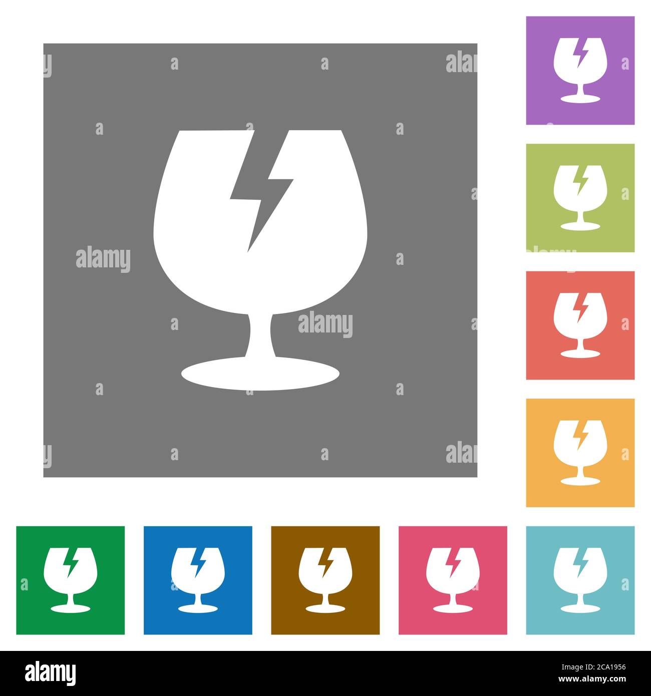 Fragile symbol flat icons on simple color square backgrounds Stock ...