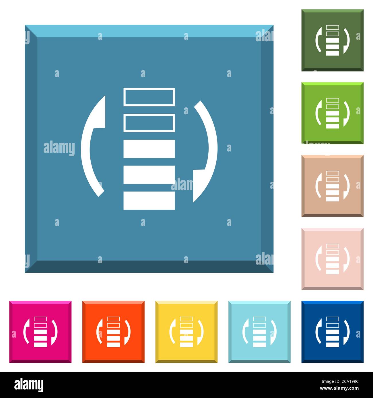 Refresh rate white icons on edged square buttons in various trendy ...