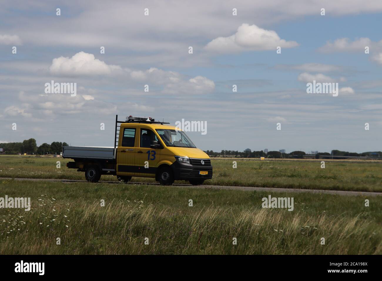 Technical Vehicle 13 on taxi lane along Polderbaan at Schiphol ...