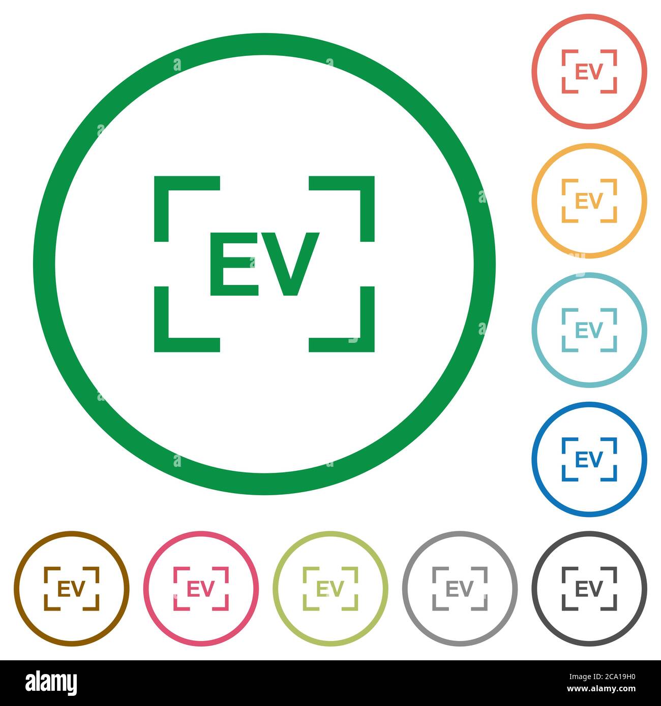 Camera exposure value setting flat color icons in round outlines on ...