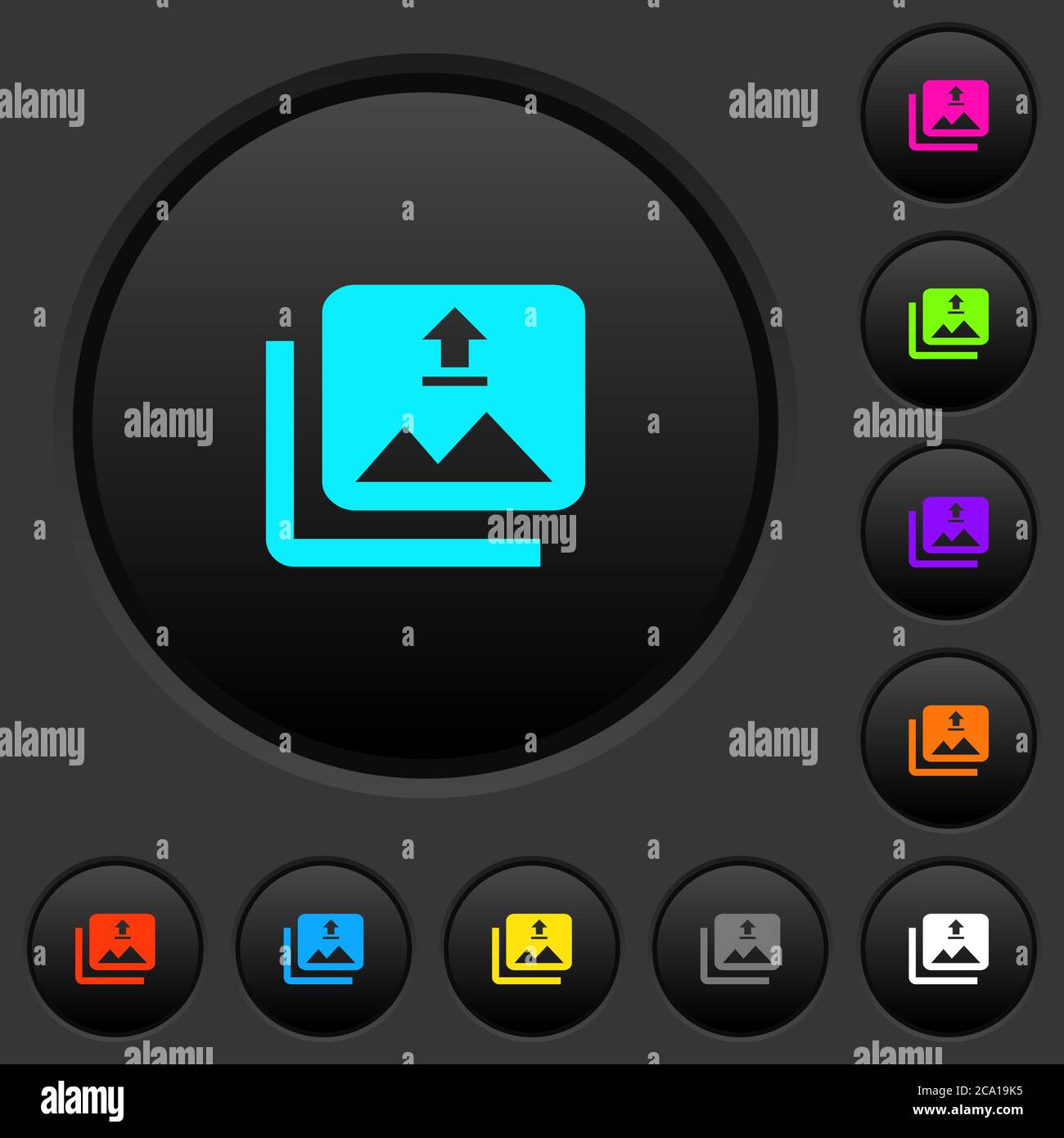 Upload multiple images dark push buttons with vivid color icons on dark ...