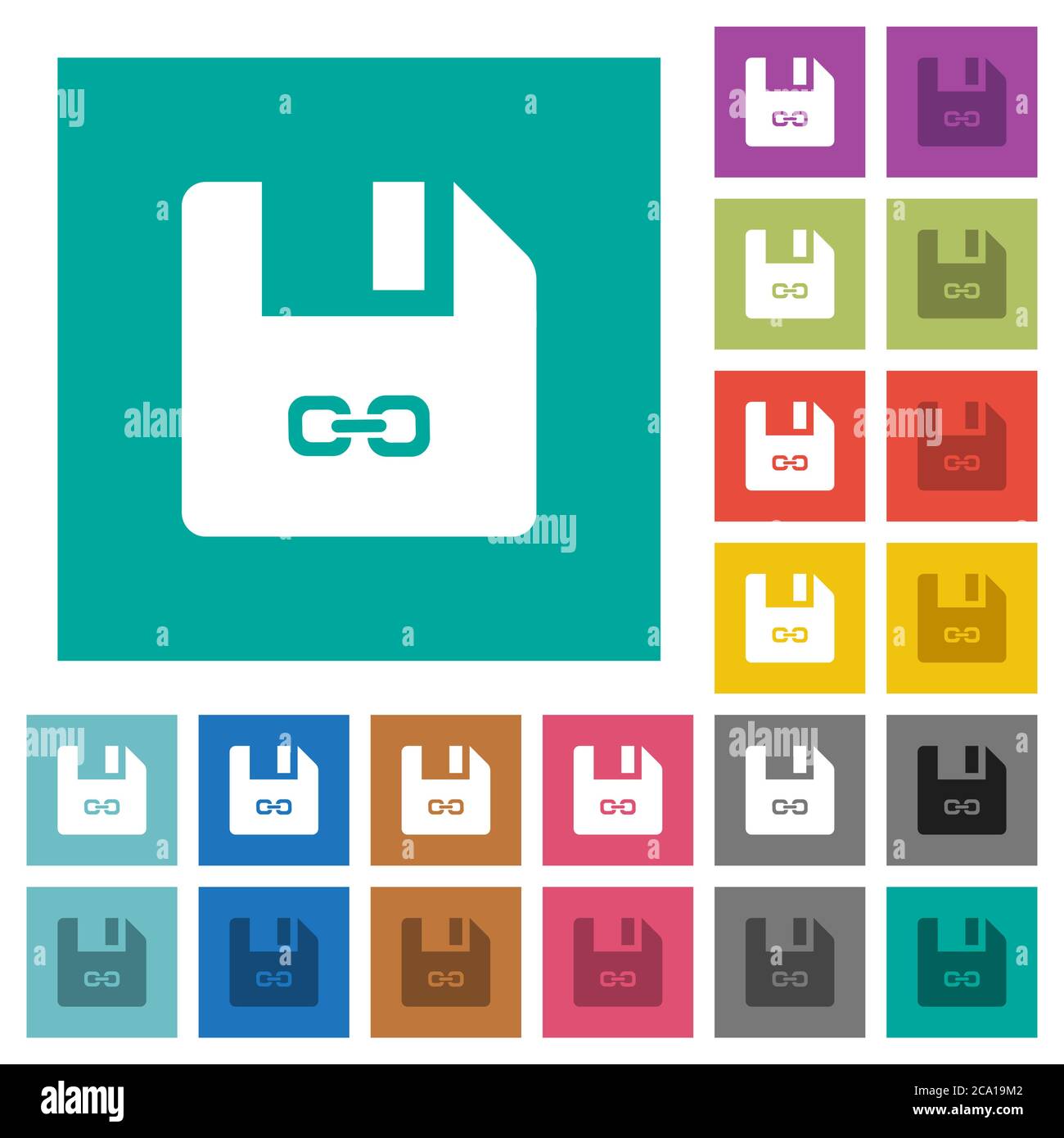 Symbolic link file multi colored flat icons on plain square backgrounds ...