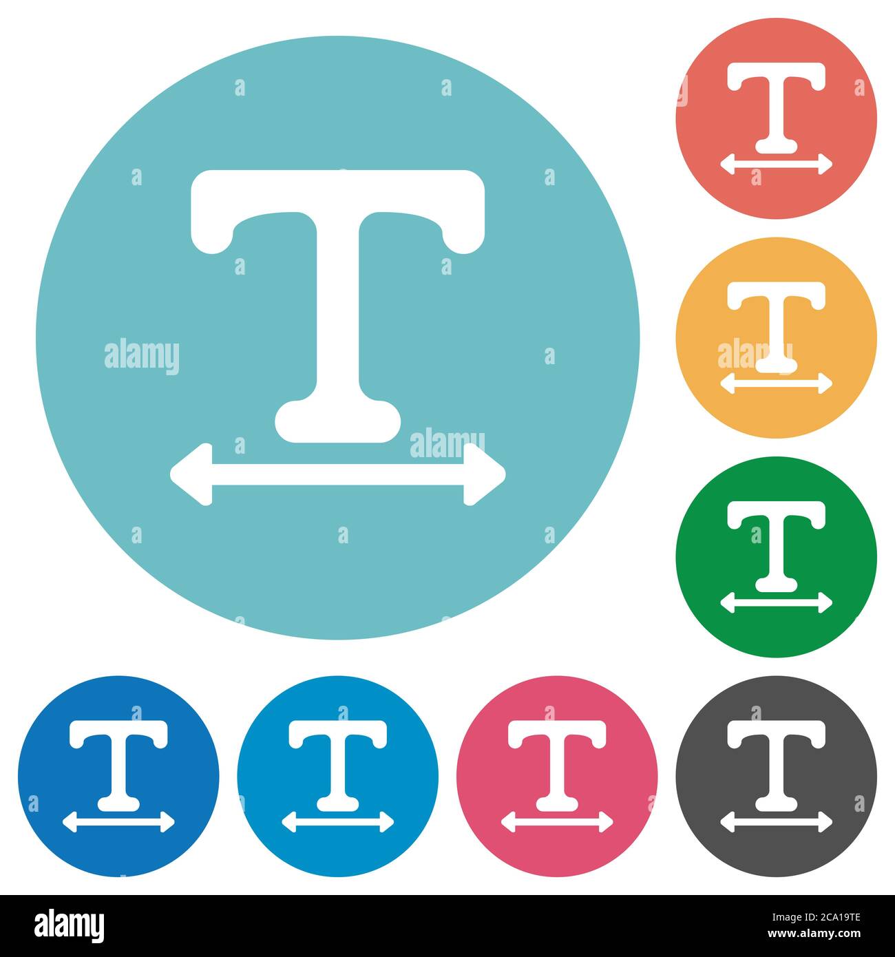 Adjust font width flat white icons on round color backgrounds Stock ...