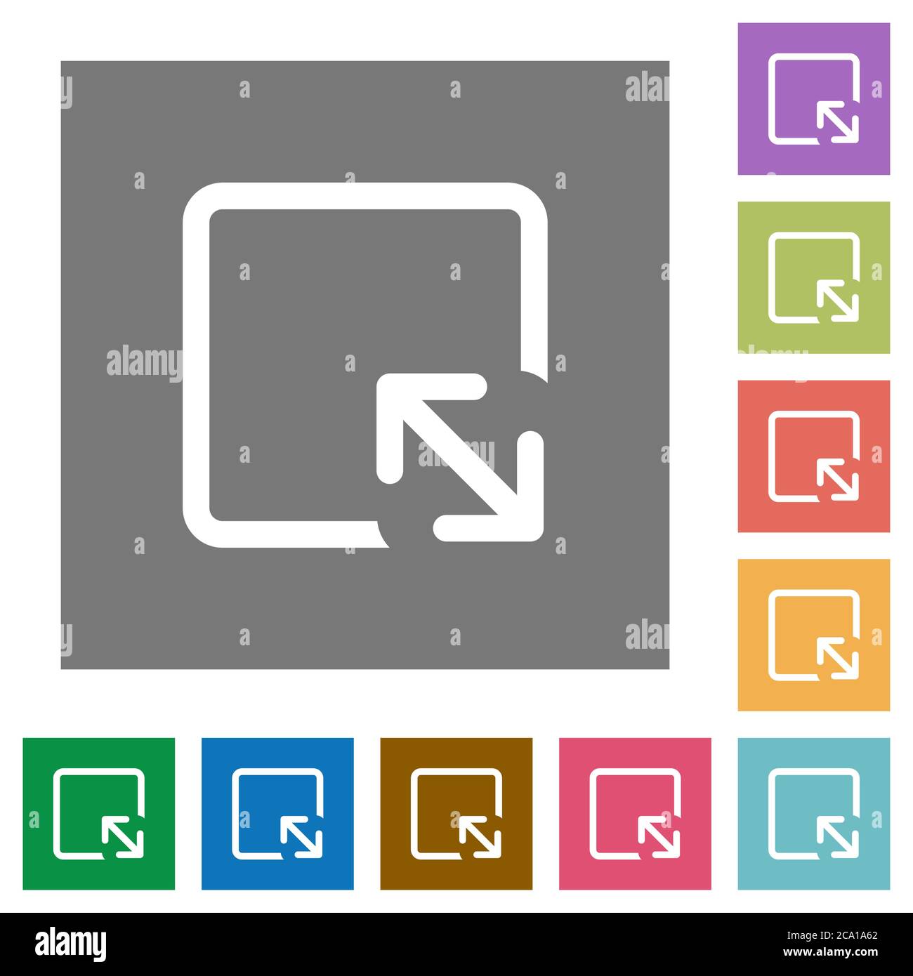 Resize object flat icons on simple color square backgrounds Stock ...