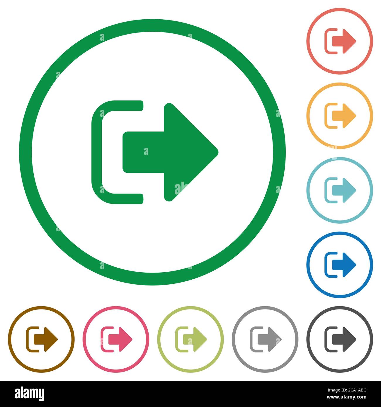 Sign out flat color icons in round outlines on white background Stock ...