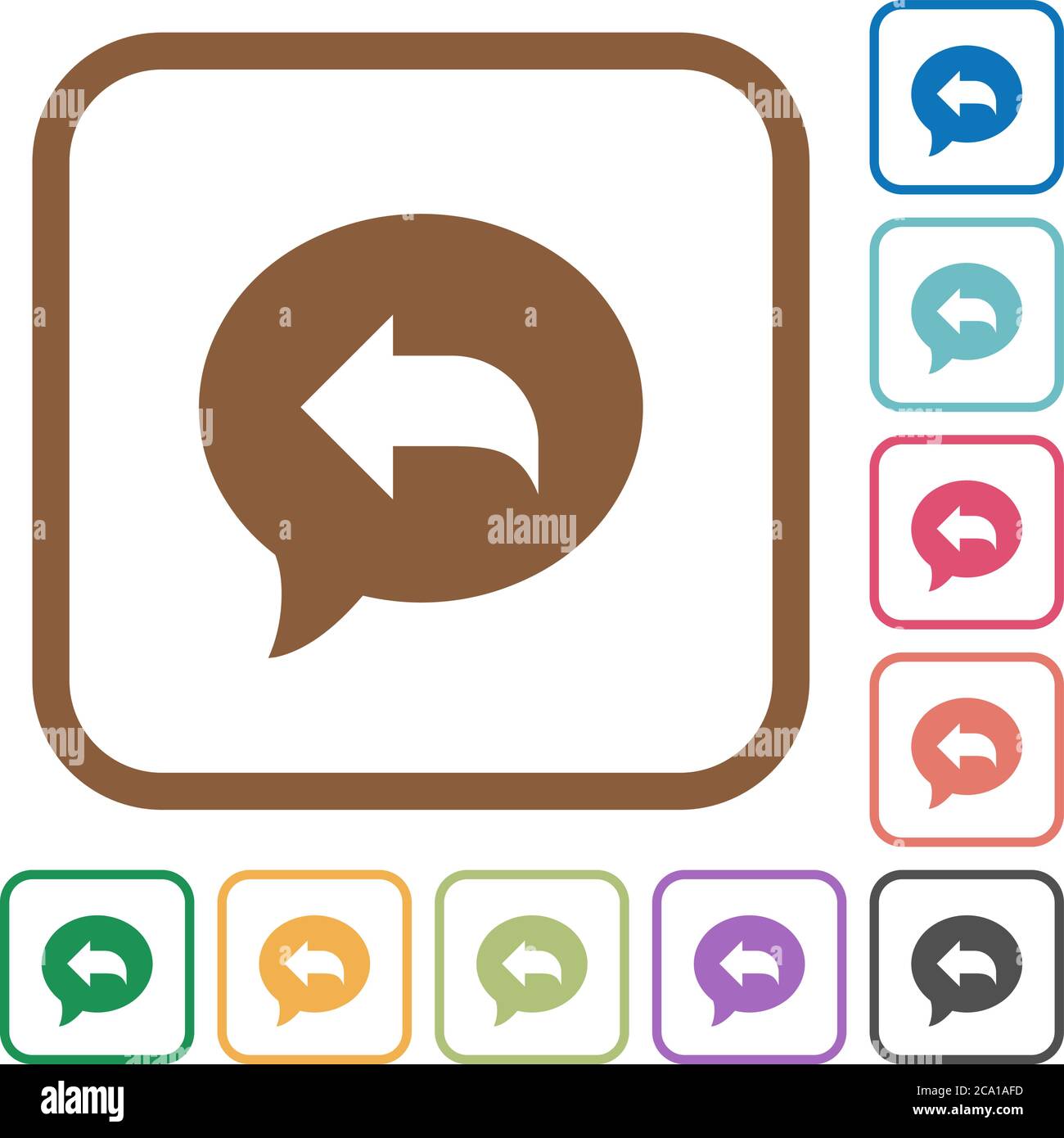 Reply message simple icons in color rounded square frames on white background Stock Vector Image ...