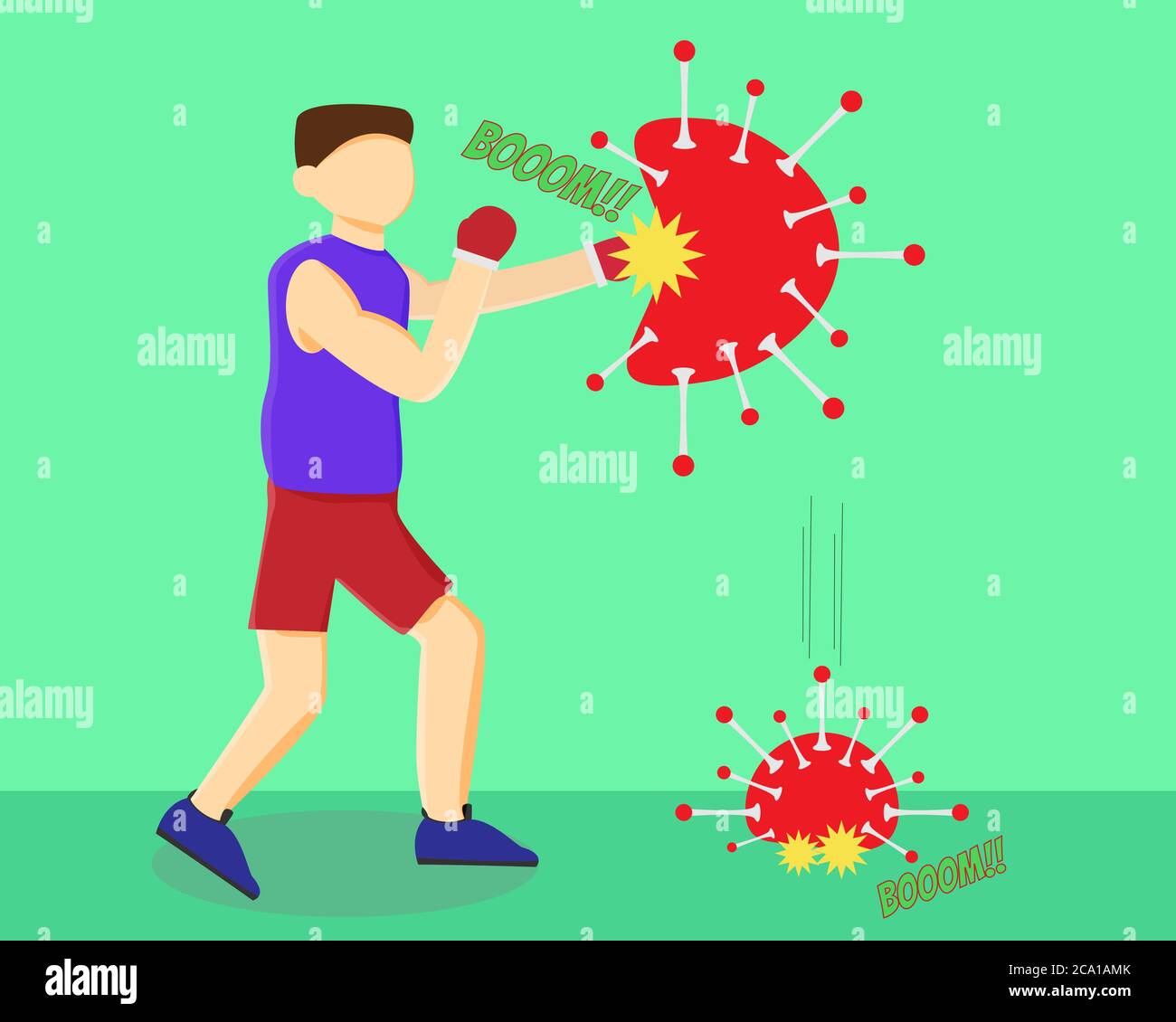 Illustration vector design of a fighter vs virus, defending himself ...