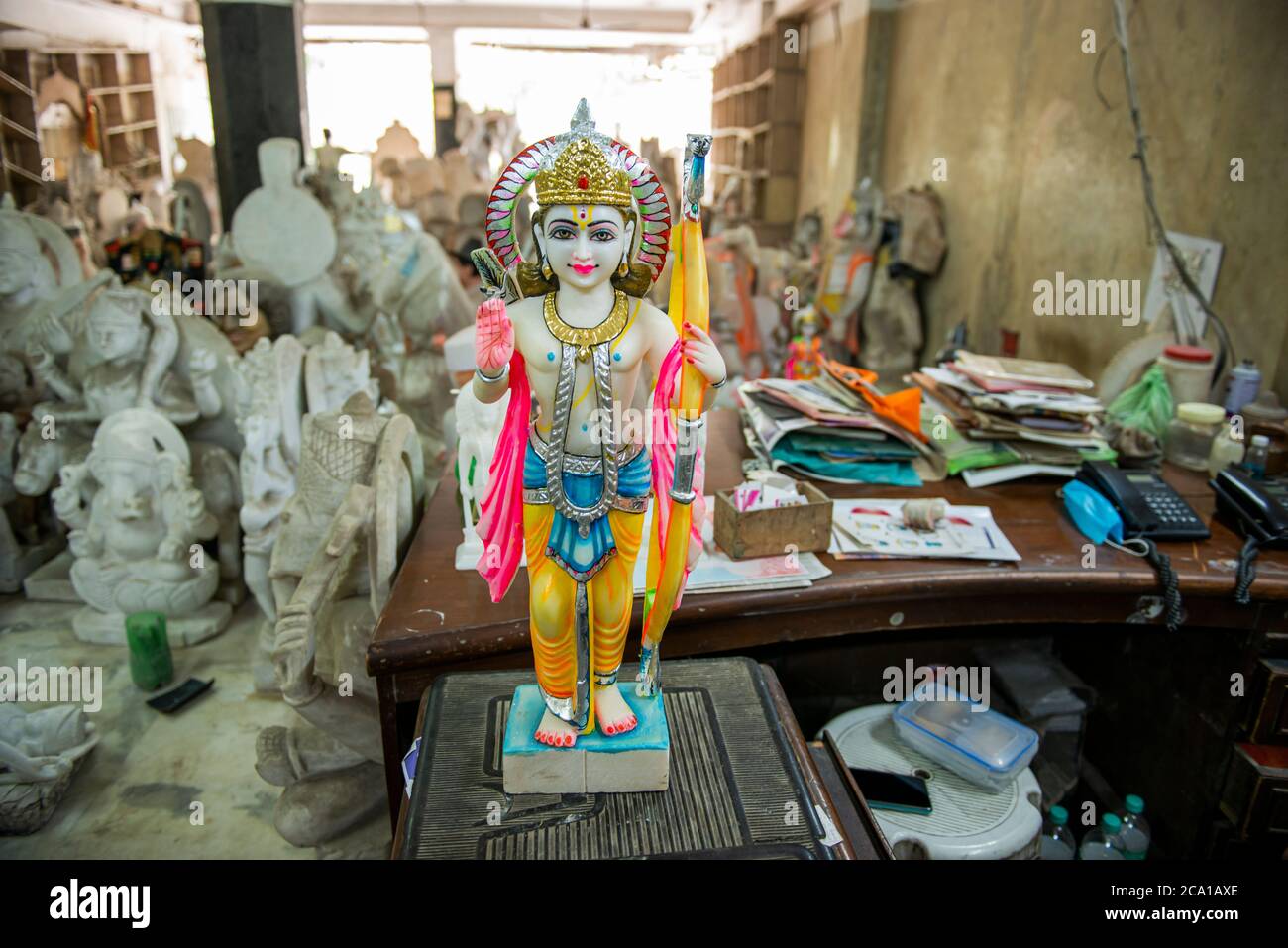 A stone statue of Lord Rama carved with elegance and aesthetic beauty ...