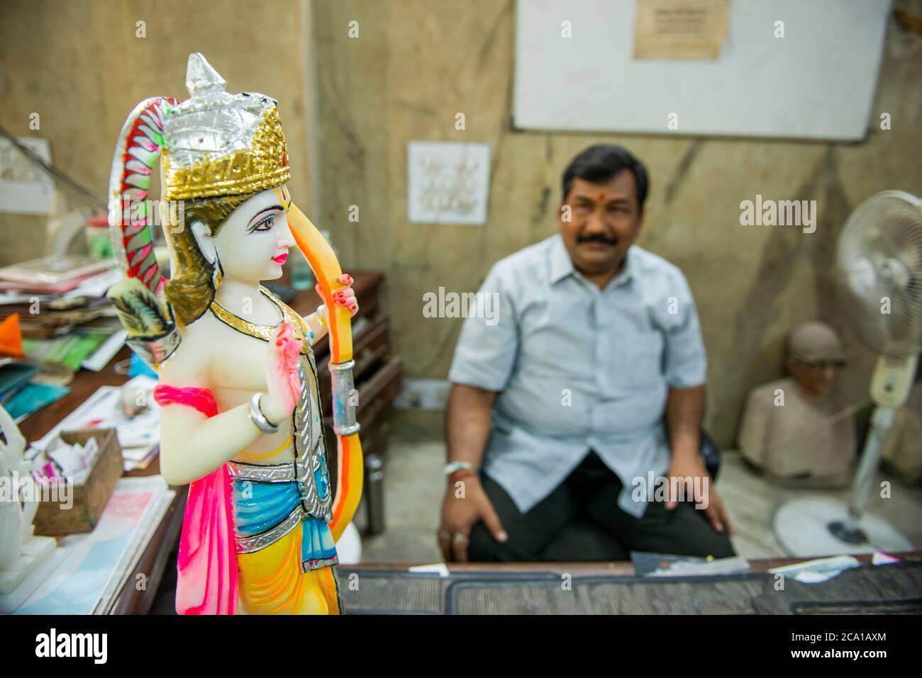 A stone statue of Lord Rama carved with elegance and aesthetic beauty ...