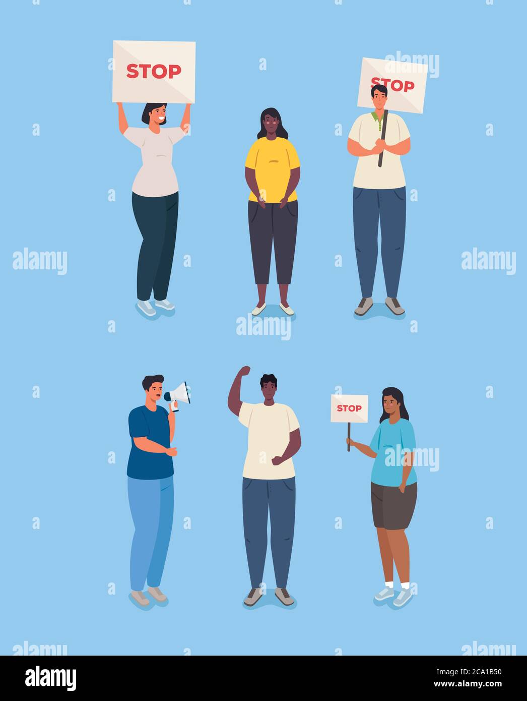 group people of protests, activists in strike manifestation sign, human ...