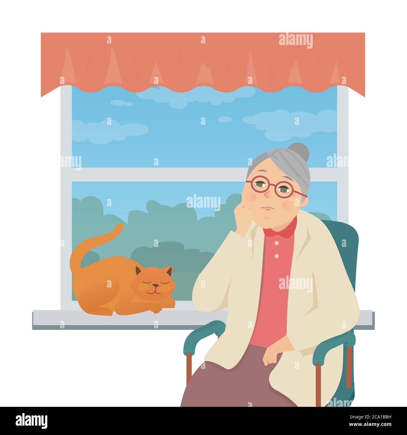 Sad old woman graphic Stock Vector Images - Alamy