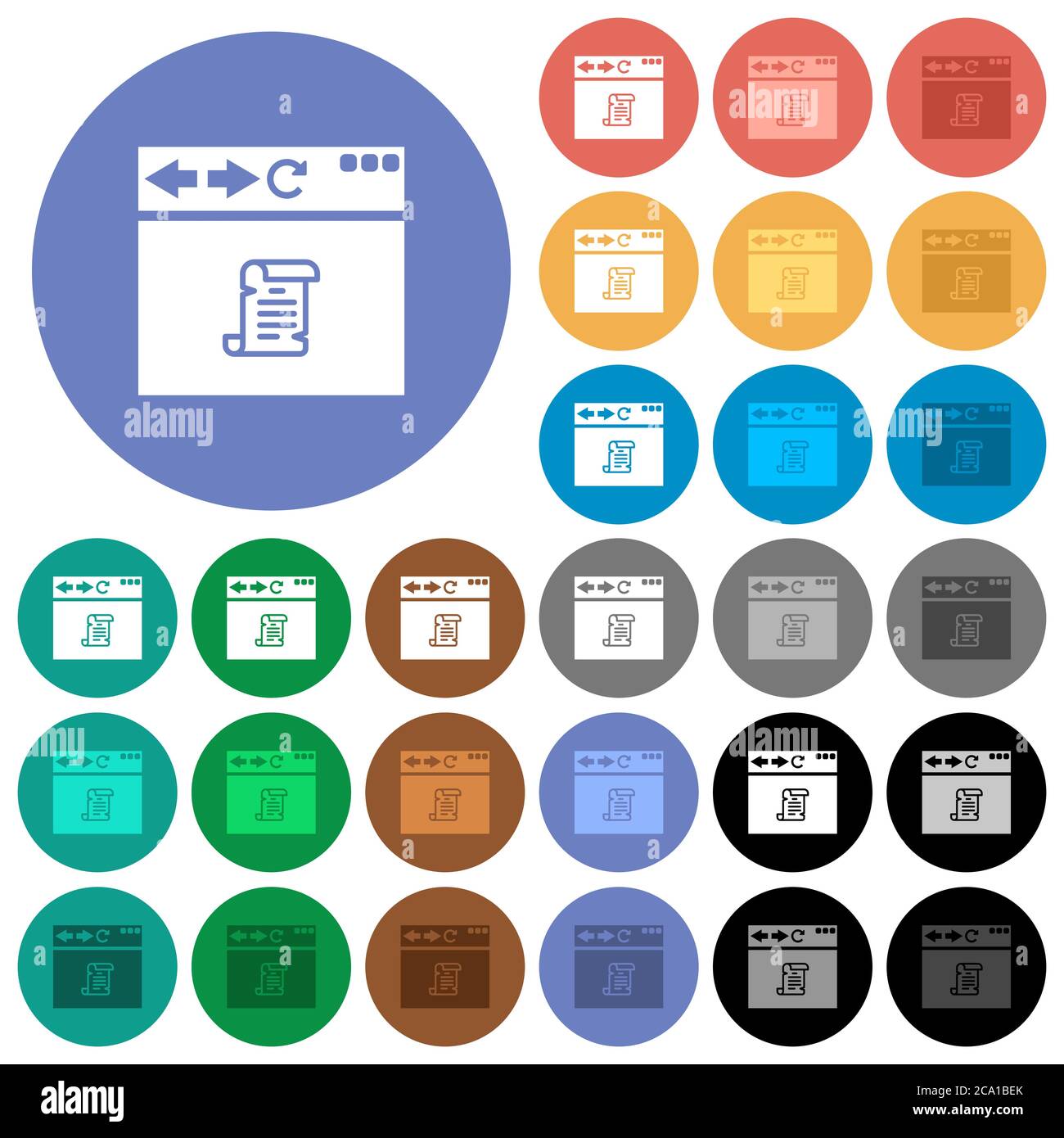 Browser running script multi colored flat icons on round backgrounds ...