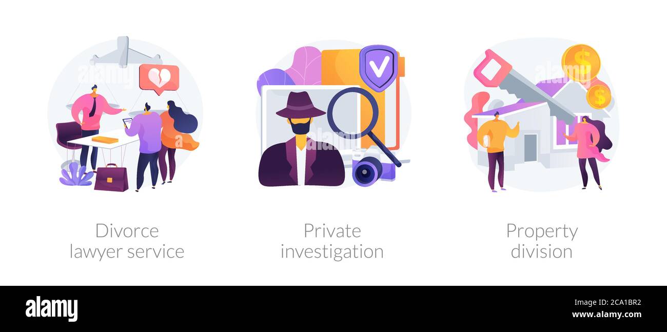 Legal service and investigation abstract concept vector illustrations ...