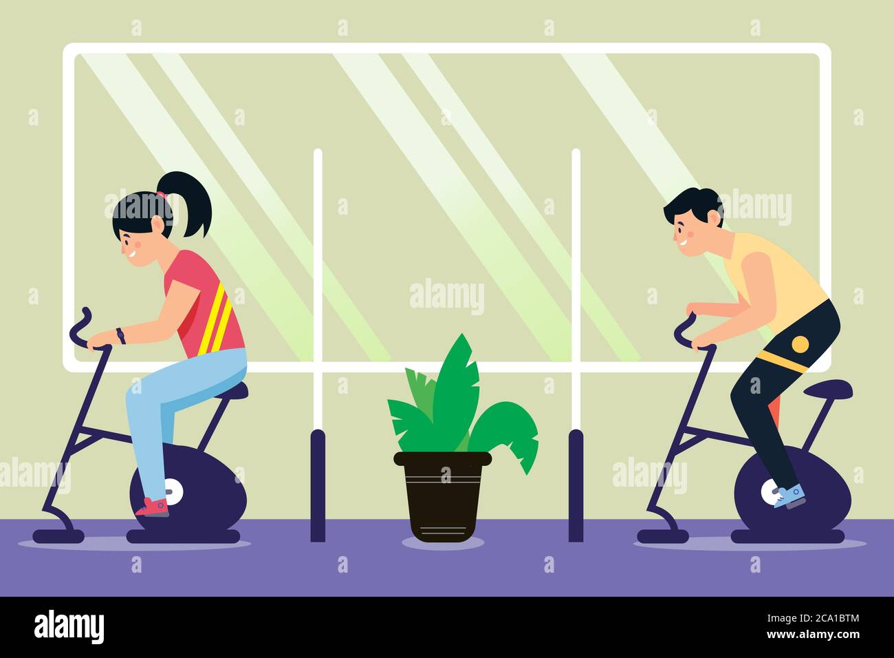 People working out in a gym following post lockdown safety protocol of ...