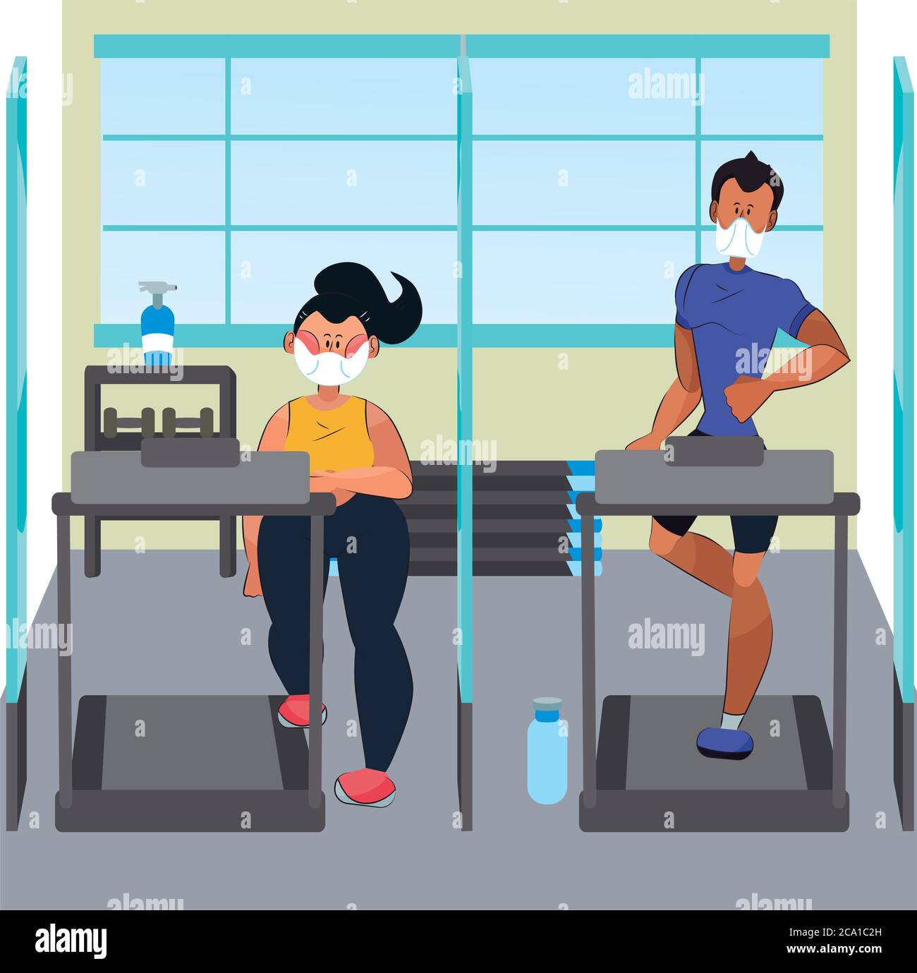 Prevention Practices for Gym and sport club. Coronavirus covid-19 virus ...