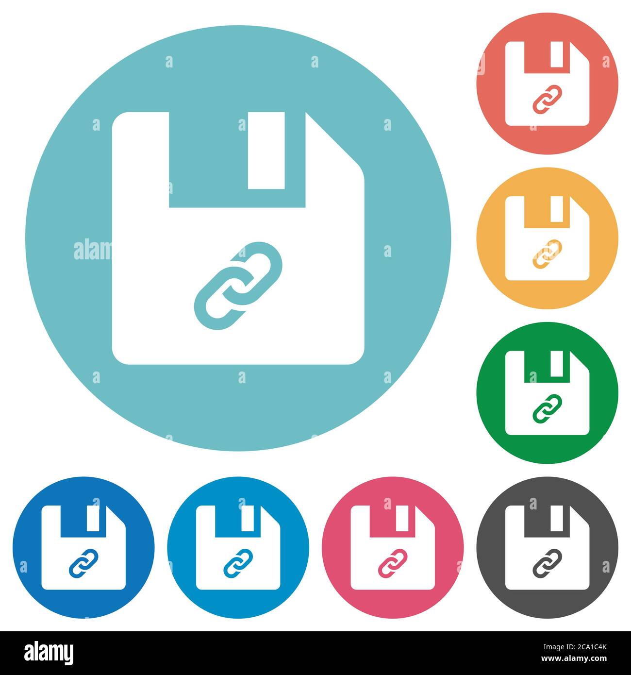 File attachment flat white icons on round color backgrounds Stock ...