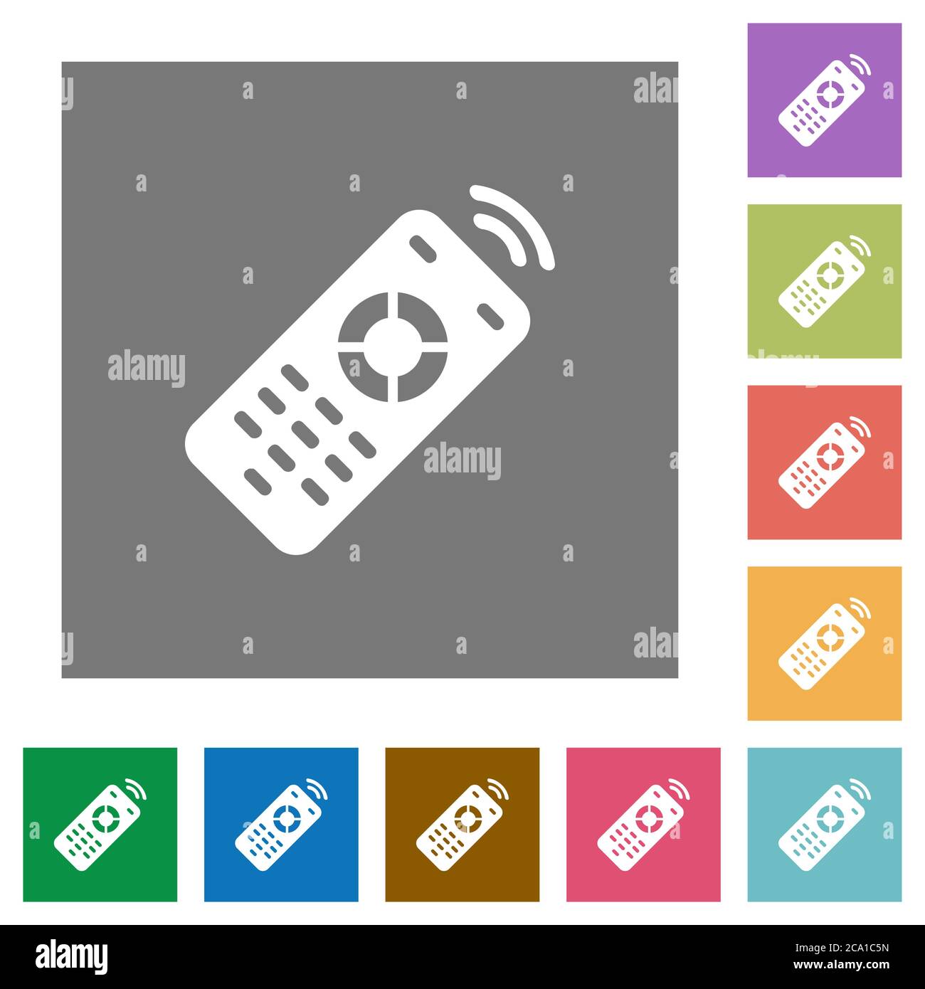 Working remote control flat icons on simple color square backgrounds Stock Vector Image & Art ...