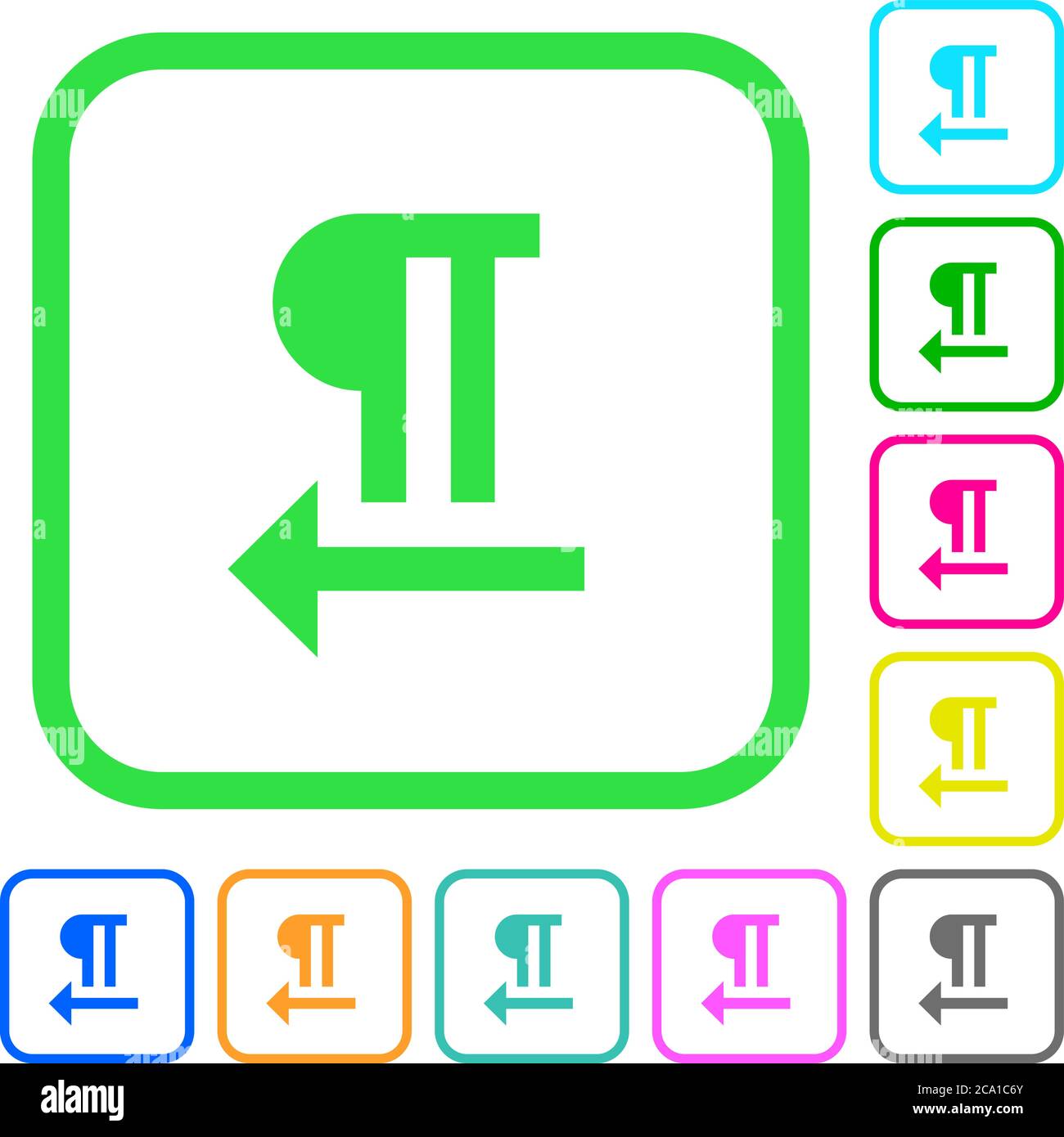 Right to left text direction vivid colored flat icons in curved borders ...