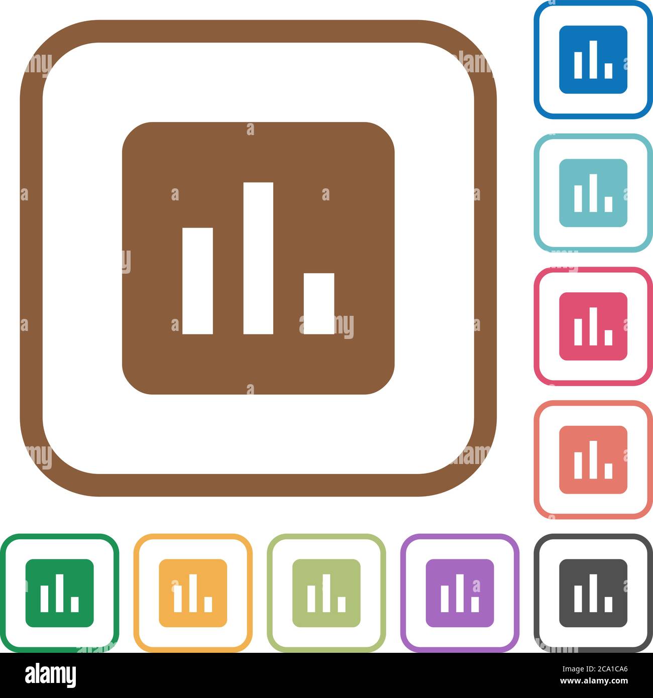 Chart Simple Icons In Color Rounded Square Frames On White Background Stock Vector Image And Art