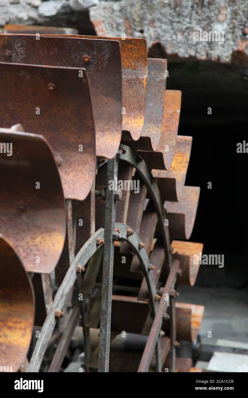 Rusty structure, parts from water turbine Stock Photo - Alamy