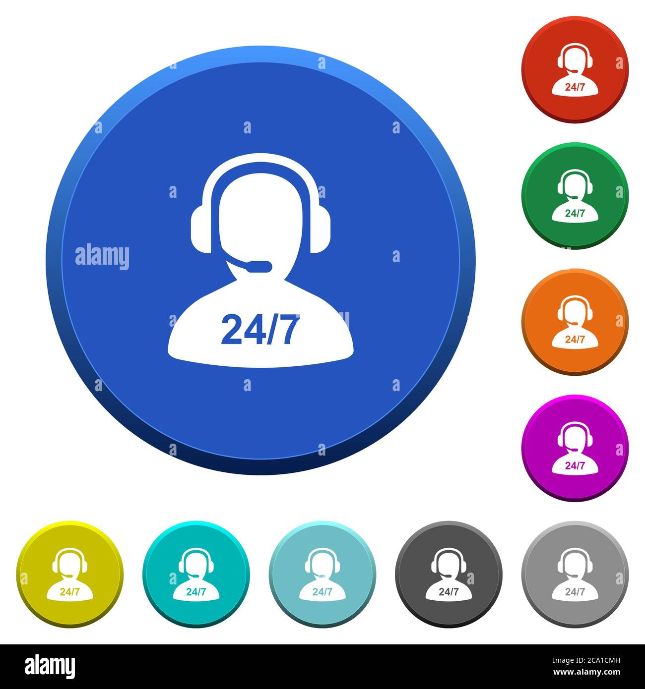 24 hours operator service round color beveled buttons with smooth ...