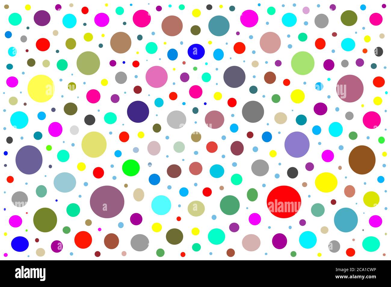 Colorful circles on white background for packaging, fabric, wallpaper ...