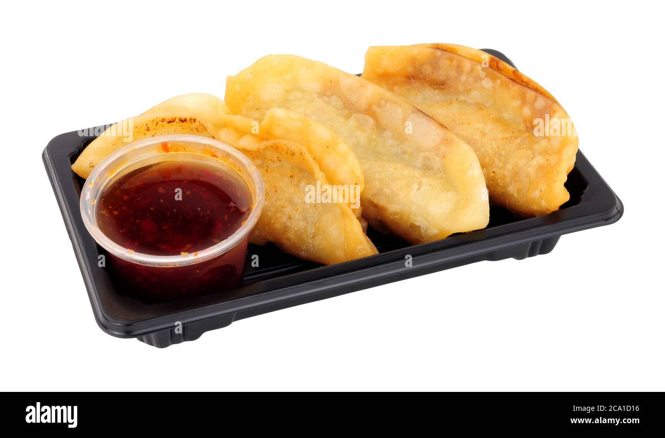 Vegetarian Japanese gyoza snack pack with sweet chilli dipping sauce ...