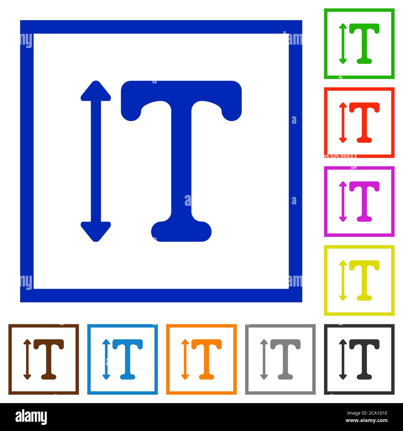 Adjust Font Height Flat Color Icons In Square Frames On White Background Stock Vector Image