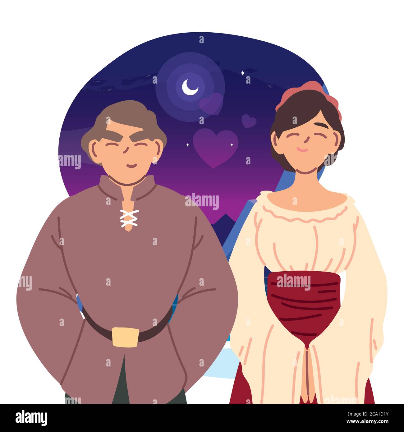 Medieval woman and man design of Kingdom and fairytale theme Vector ...