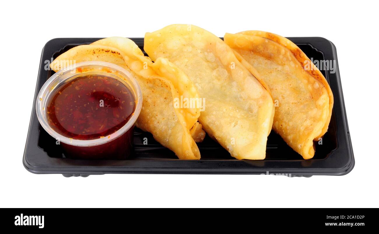 Vegetarian Japanese gyoza snack pack with sweet chilli dipping sauce ...