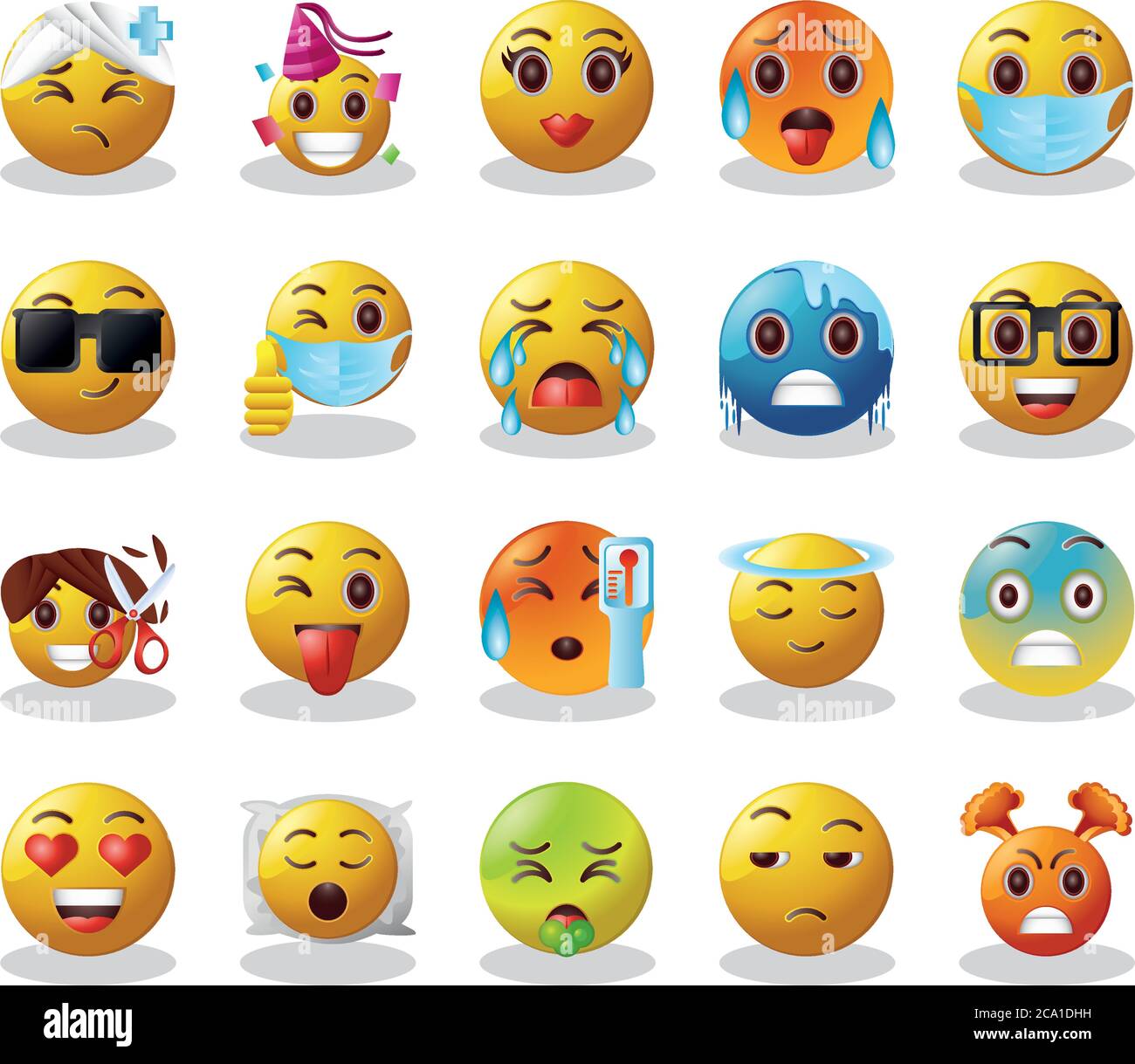 set of emoticons funny in white background vector illustration design ...