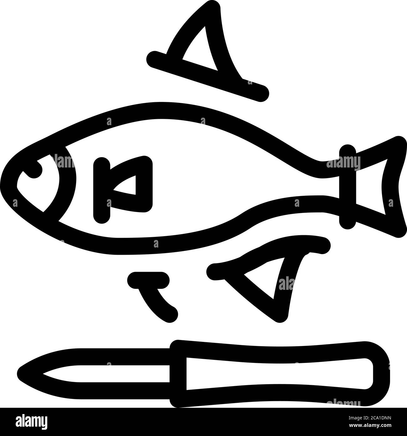 fish cut fin icon vector outline illustration Stock Vector Image & Art ...