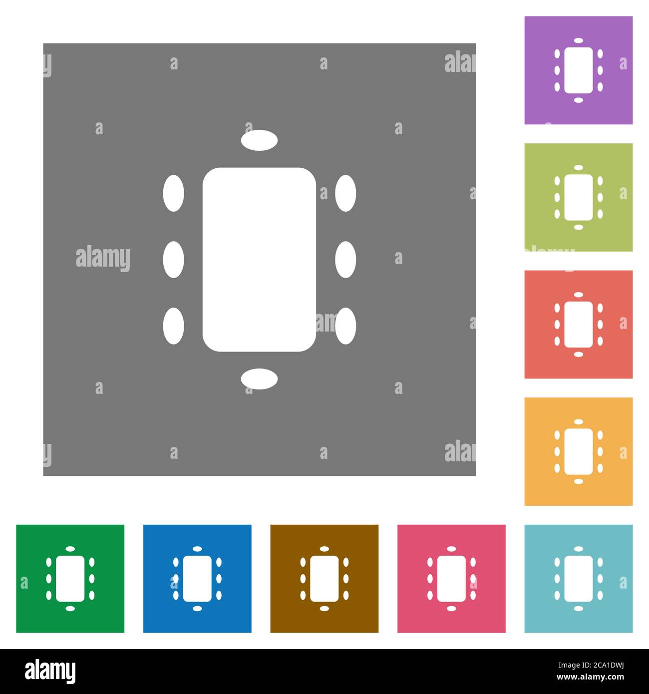 Meeting flat icons on simple color square backgrounds Stock Vector ...