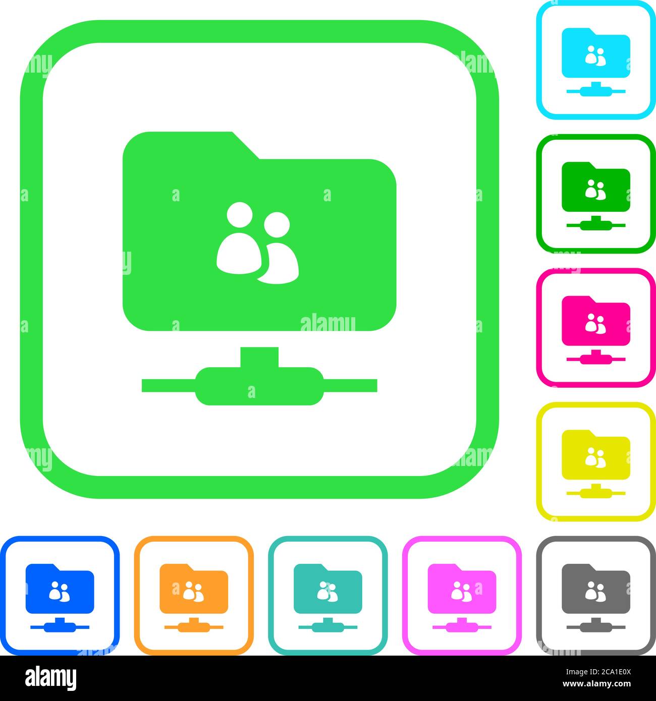 FTP group vivid colored flat icons in curved borders on white ...