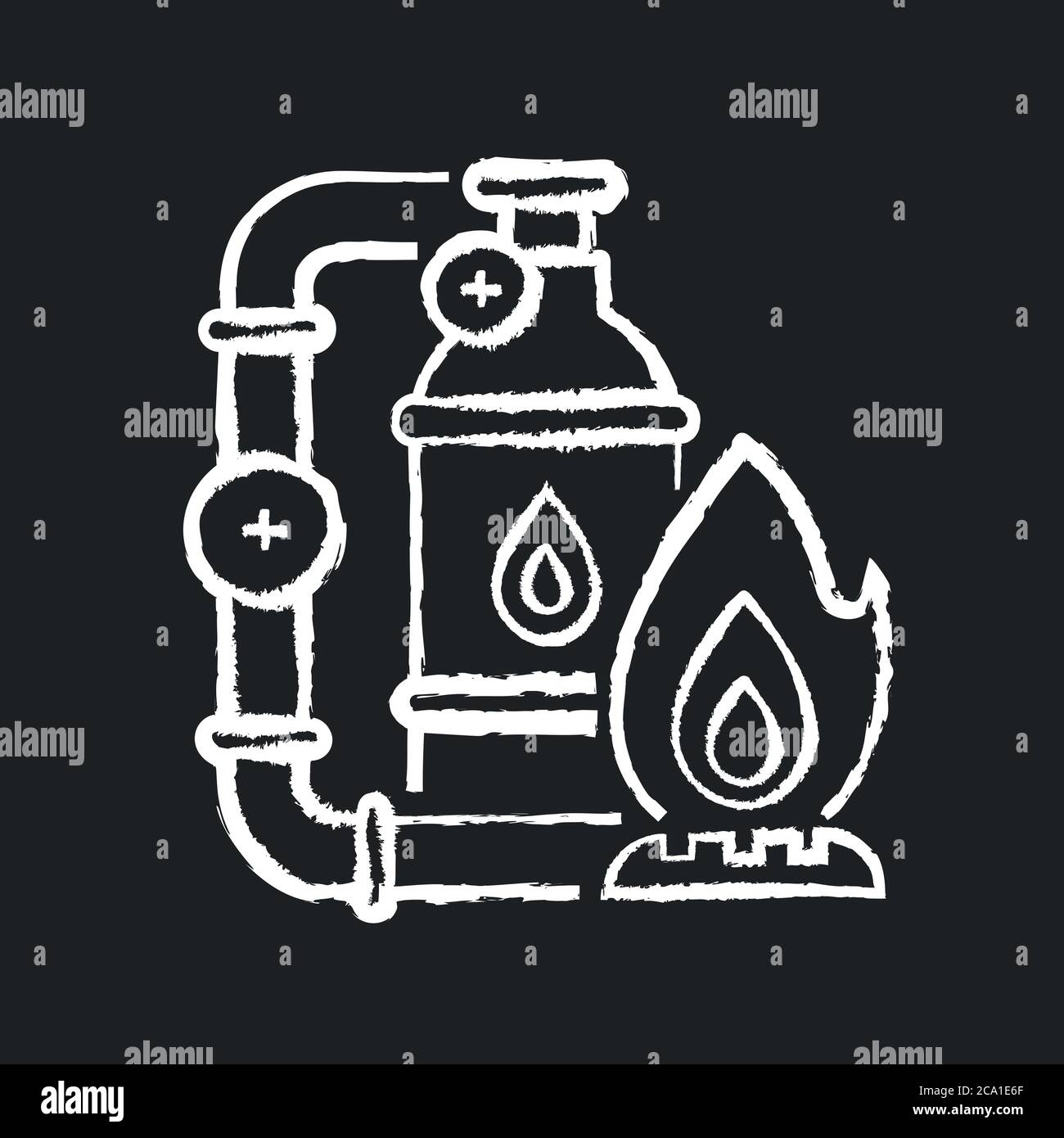 Gas industry chalk white icon on black background. Energy business ...