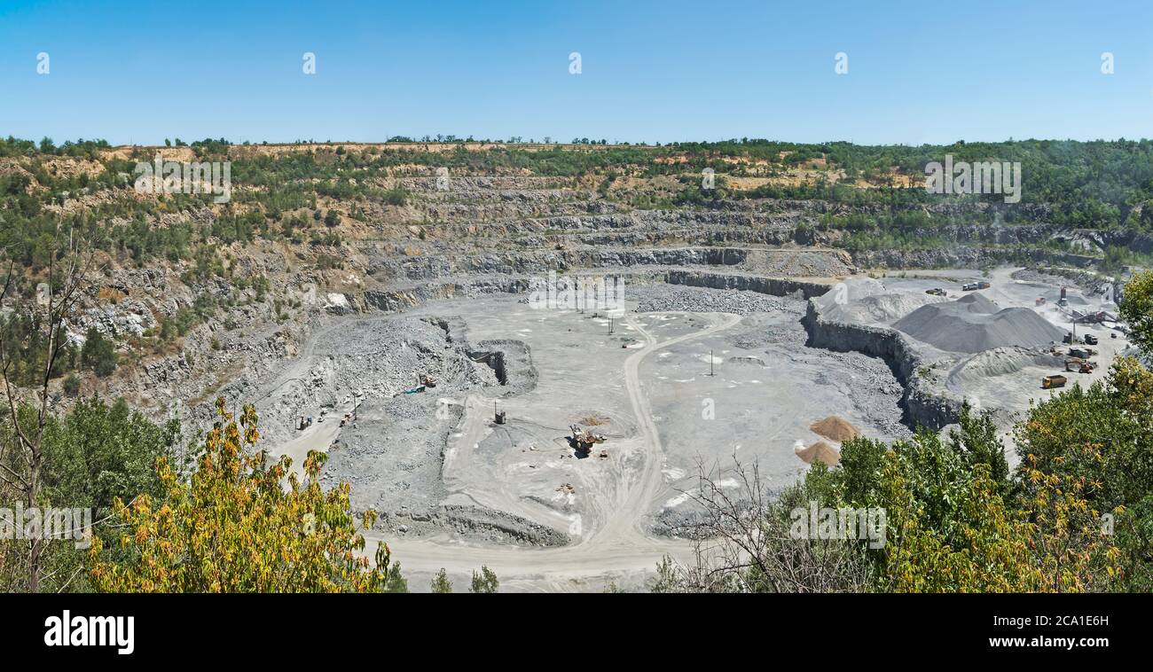 Panoramic view an functioning granite quarry where migmatites are mined ...