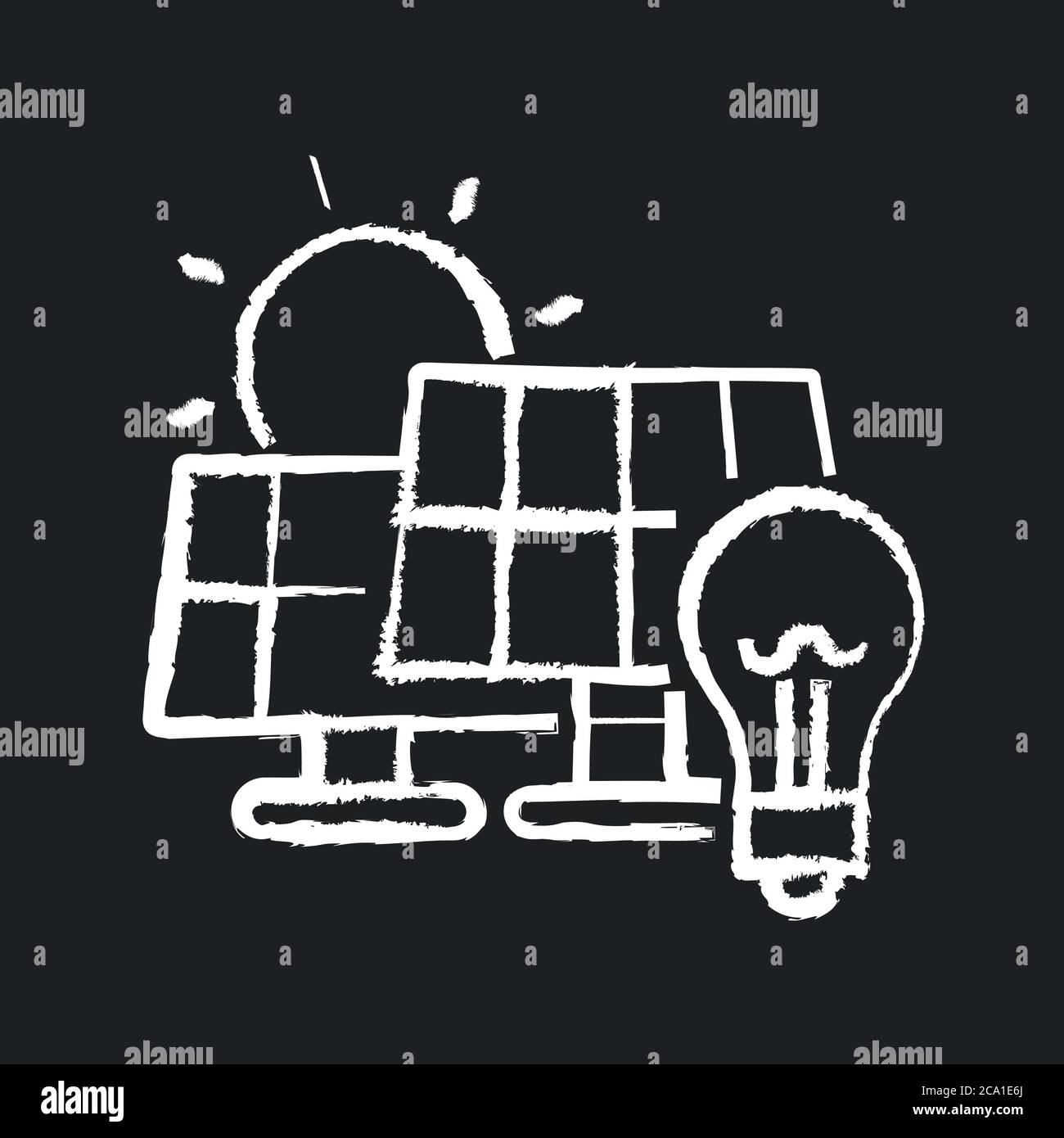 Solar power station chalk white icon on black background. Renewable ...