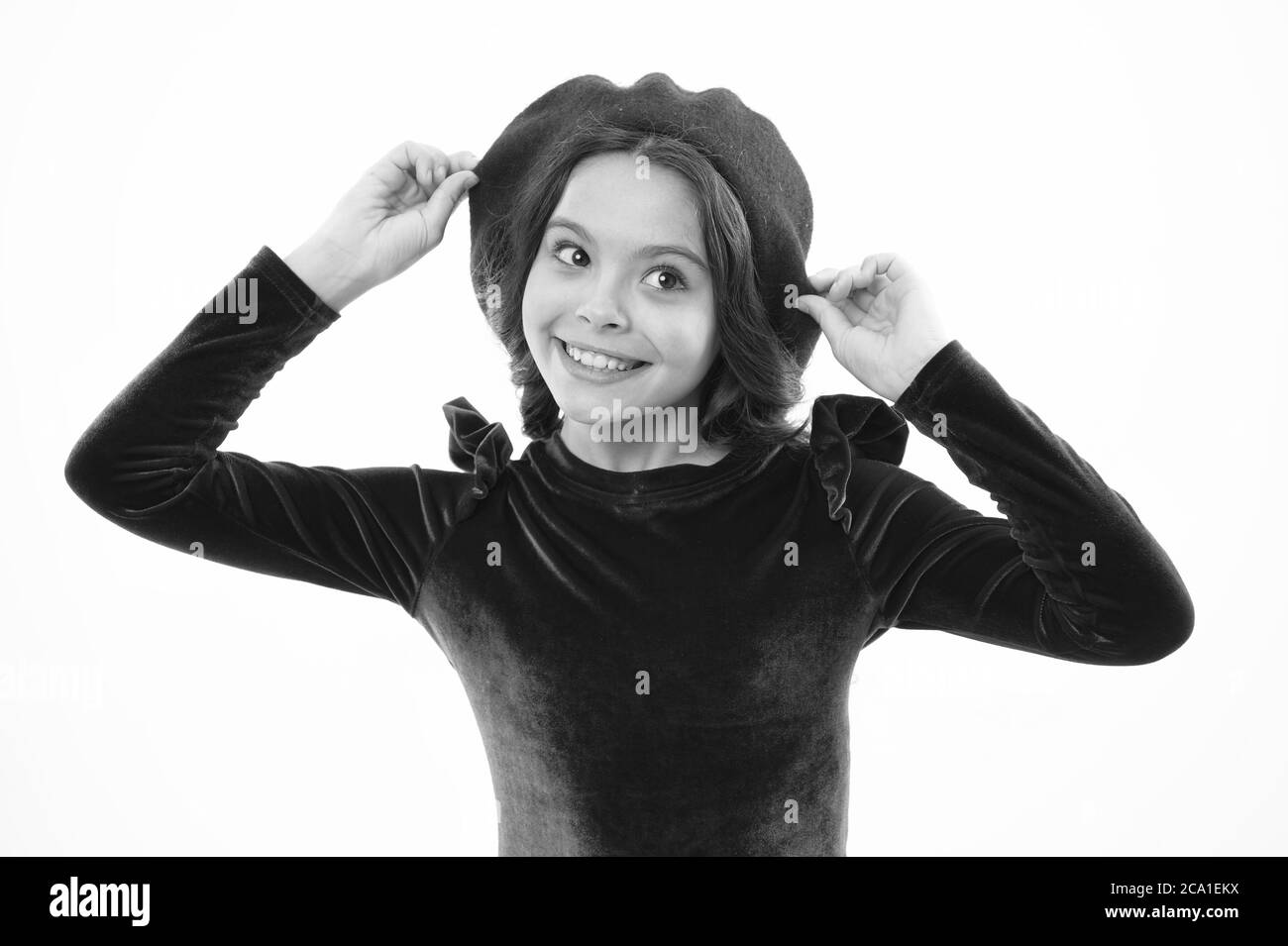 Ambitious and beautiful. dream about france. cheerful kid wearing ...