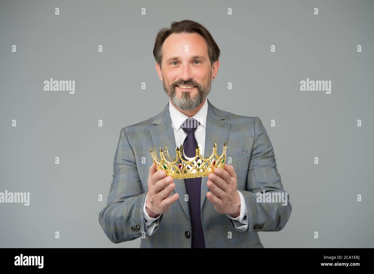 Award winner handsome man actor artist scientist with crown, success ...