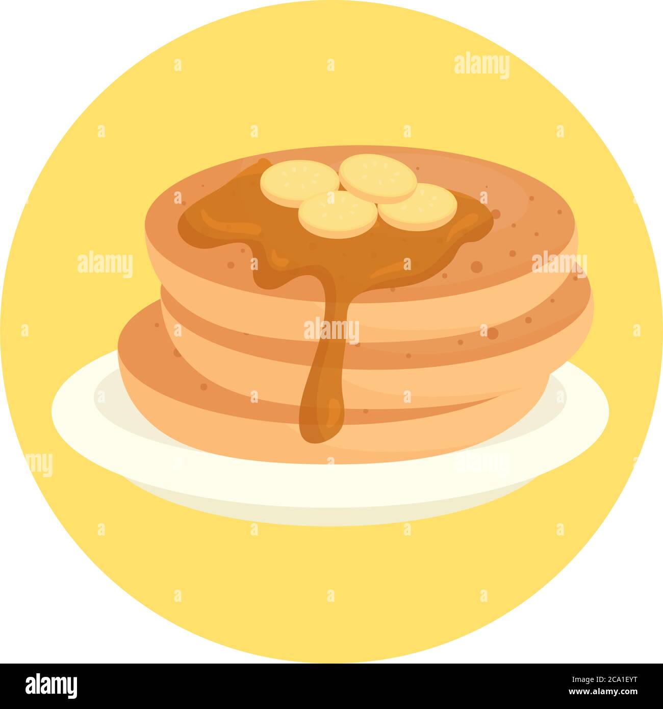 delicious pancake in frame circular, on white background Stock Vector ...