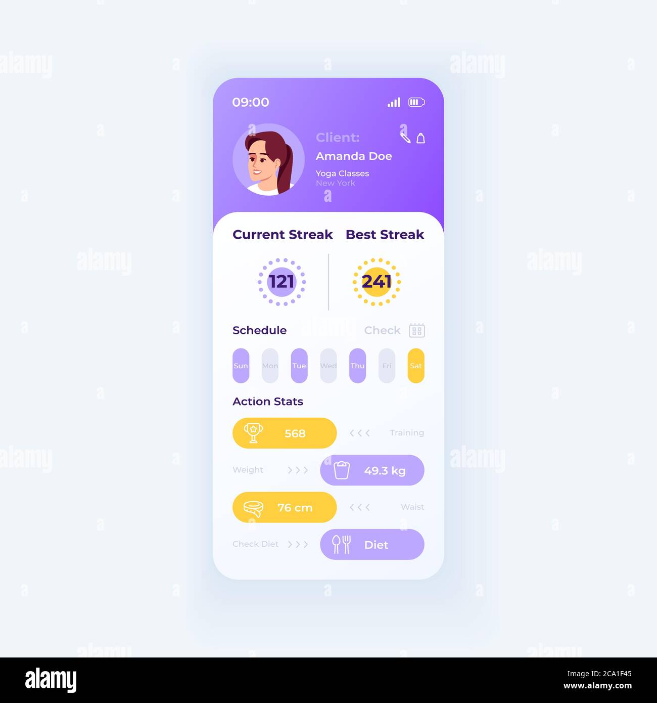 Gym Owners And Coachers App Smartphone Interface Vector Template Mobile App Page Day Mode