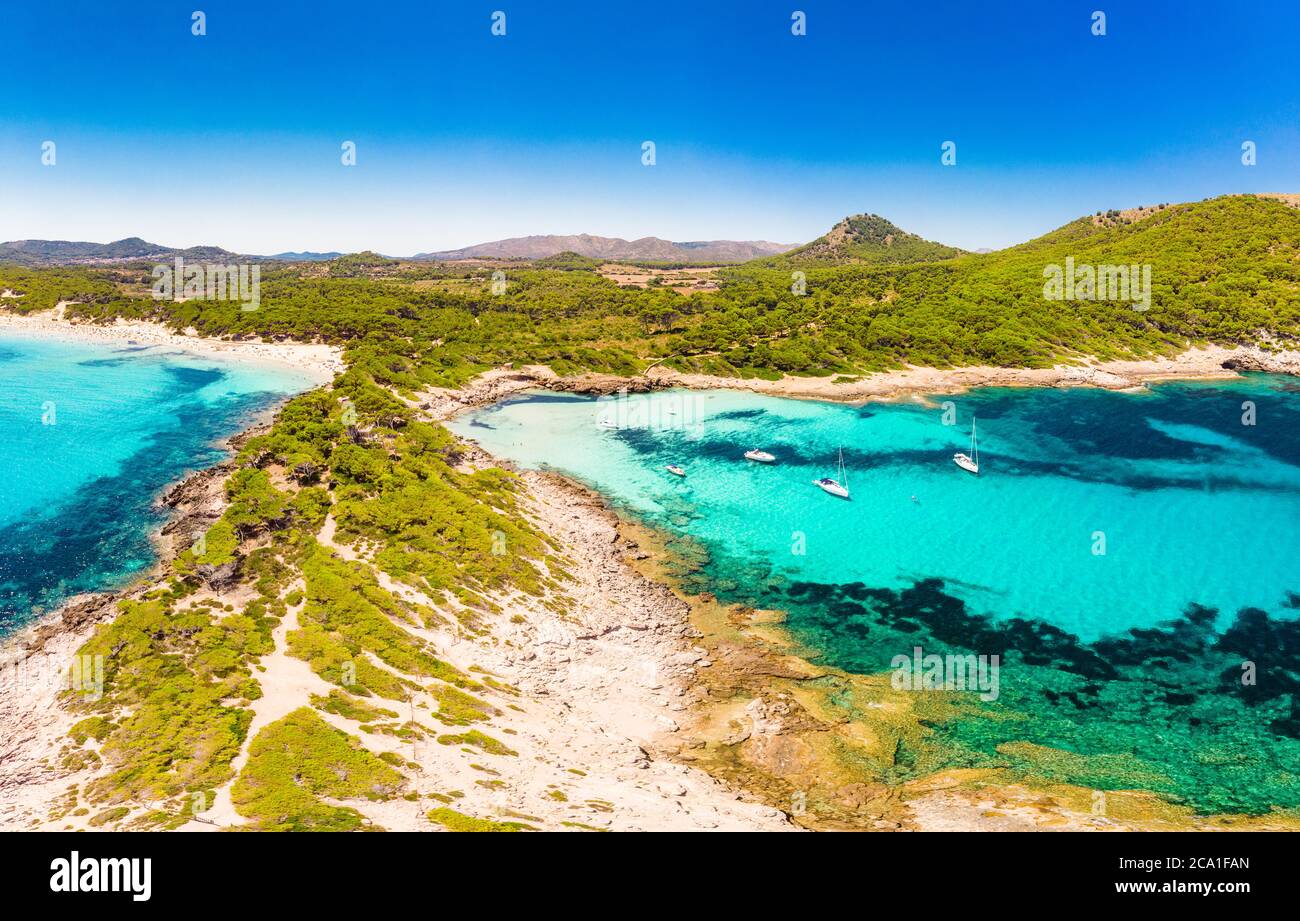 Cala Agulla with amazing sand beach Spain, Balearic Islands, Mallorca ...