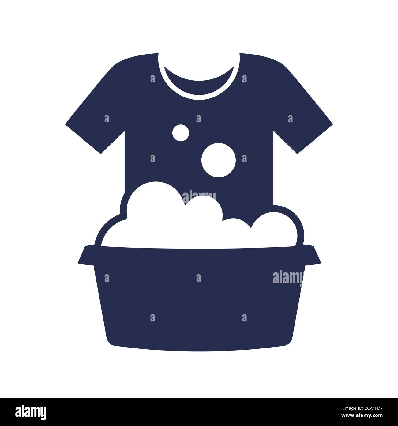 hand wash clothes in a basin black icon. flat vector illustration Stock ...