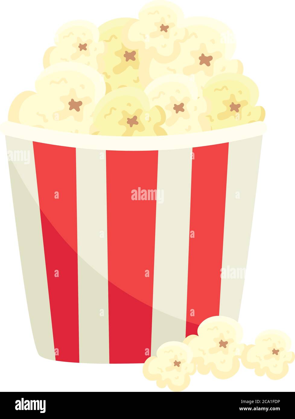 popcorn in red and white stripes package, on white background Stock ...