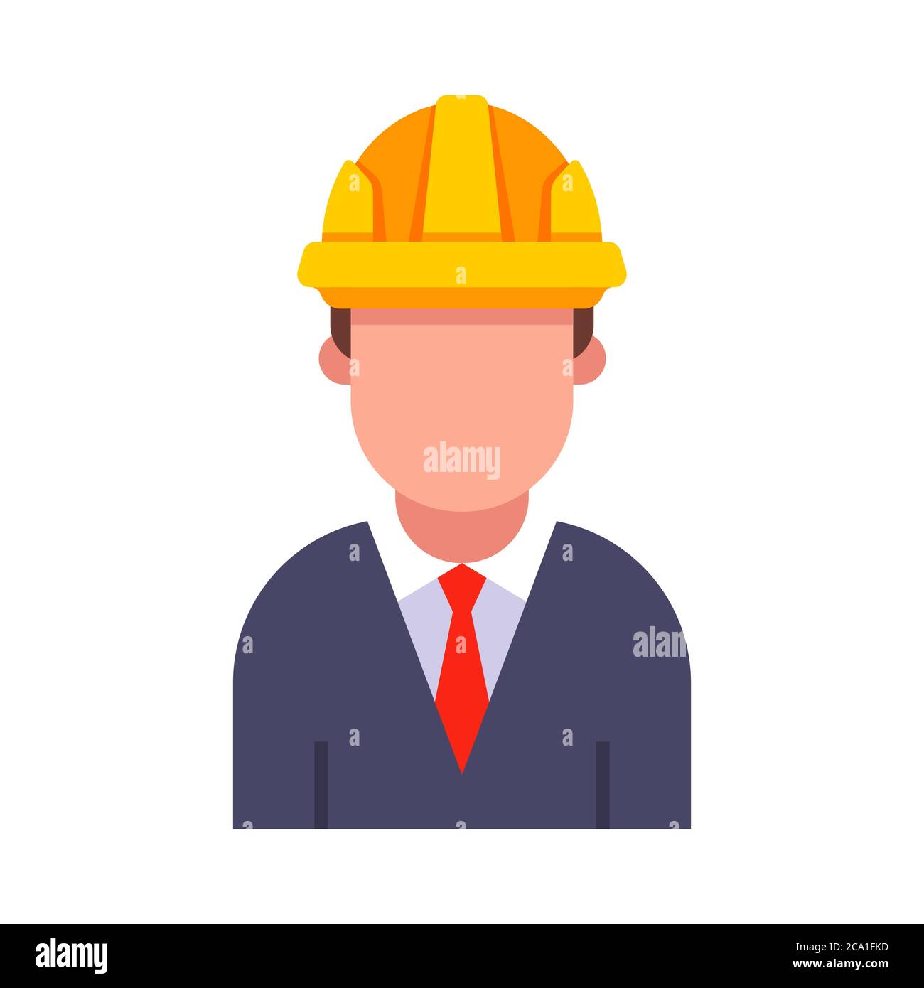 professional architect in a yellow hard hat on a white background. flat ...