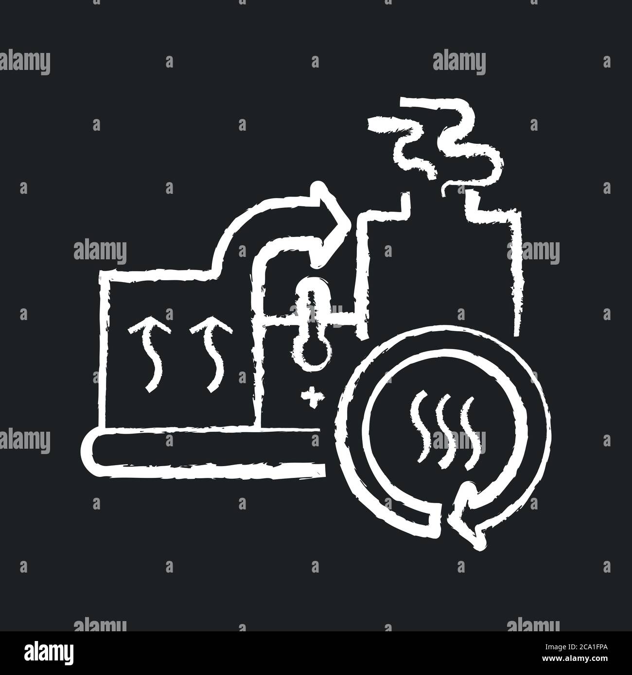 Heat recovery system chalk white icon on black background. Sustainable ...