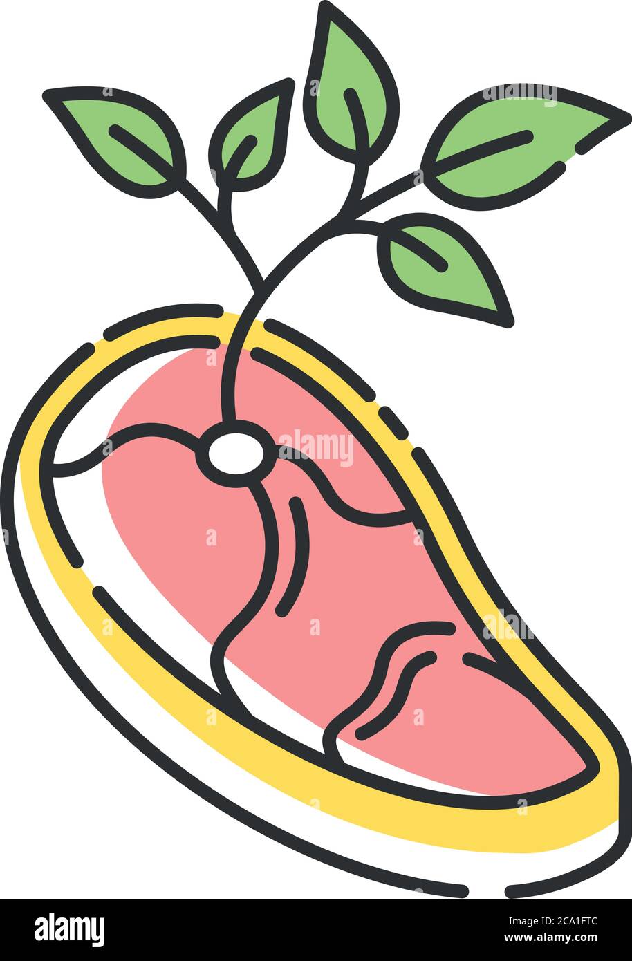 Vegan meat RGB color icon. Healthy eating, vegetarianism. Refusing from ...